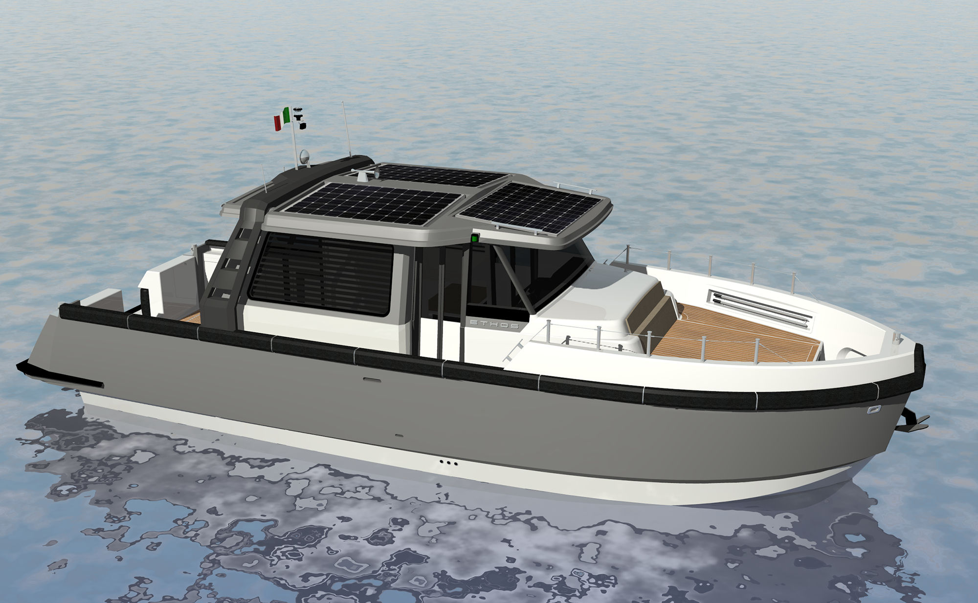 Barco cabinado eléctrico de energía solar - EC 30 CABIN - ETHOS ...